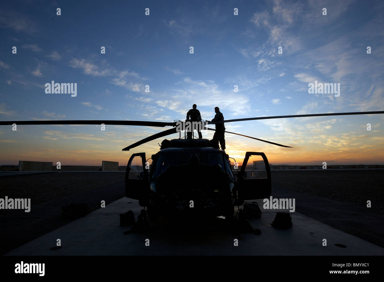 Tikrit, Iraq - A UH-60 Black Hawk helicopter on the flight line at ...