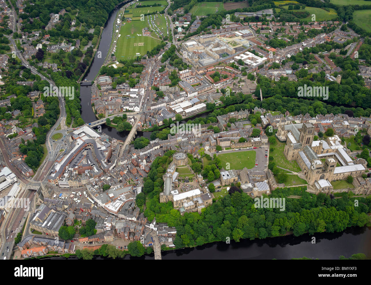 Durham City Centre, from the air, Summer 2010, North East England Stock ...