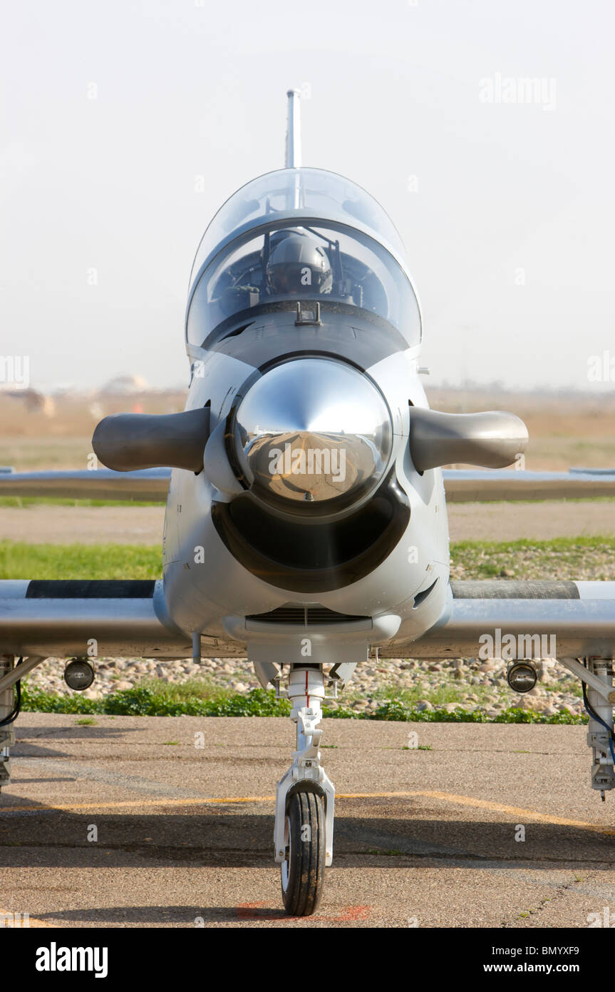 Pilots perform a pre-flight test on their T-6 Texan trainer aircraft ...
