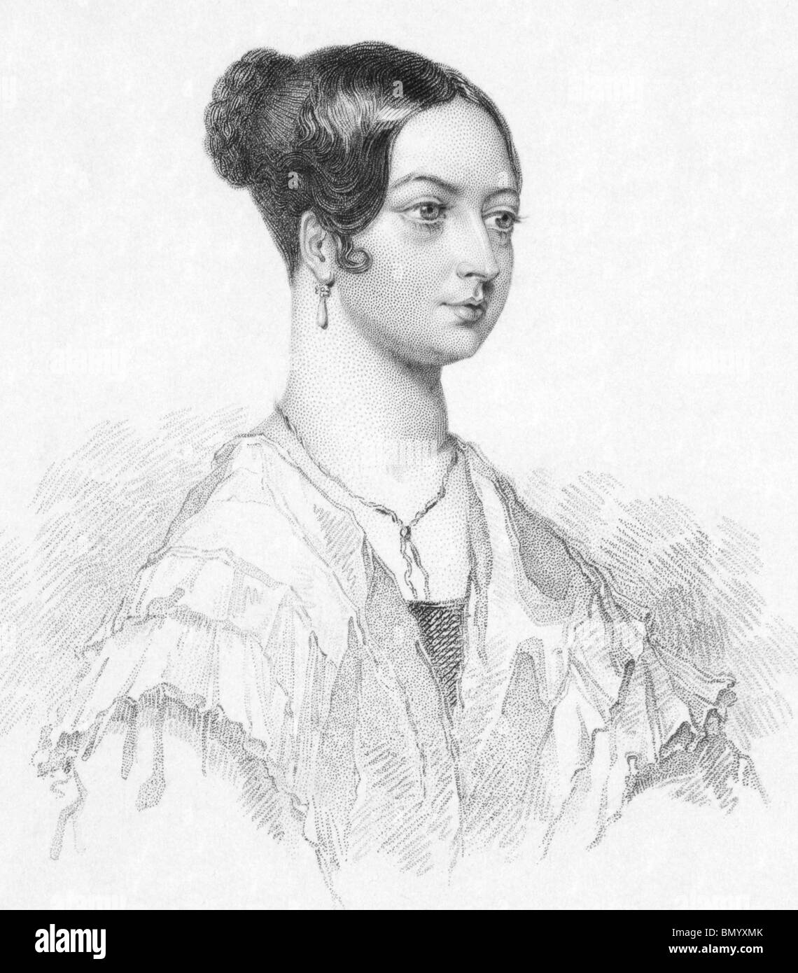 Queen Victoria (1819-1901) on engraving from the 1800s. Queen of Great ...
