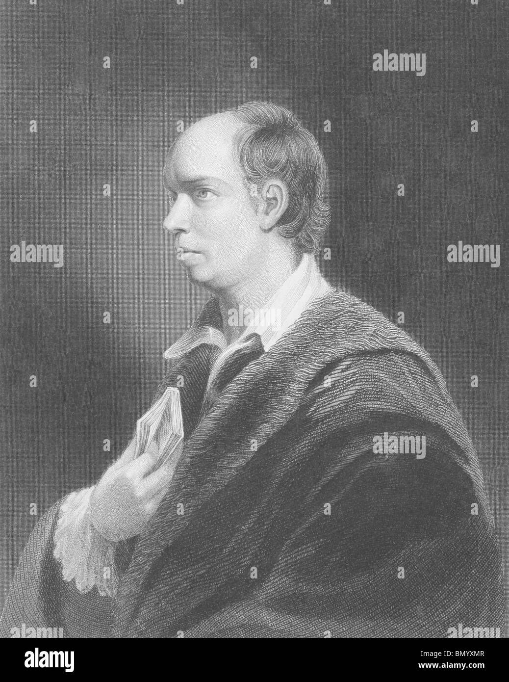 Oliver Goldsmith (1728-1774) on engraving from the 1800s. Irish writer ...