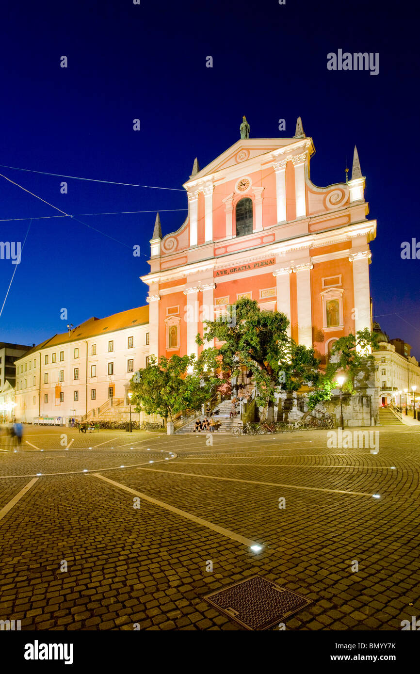 Preseren Square at Night, Ljubljana, Slovenia Stock Photo - Alamy