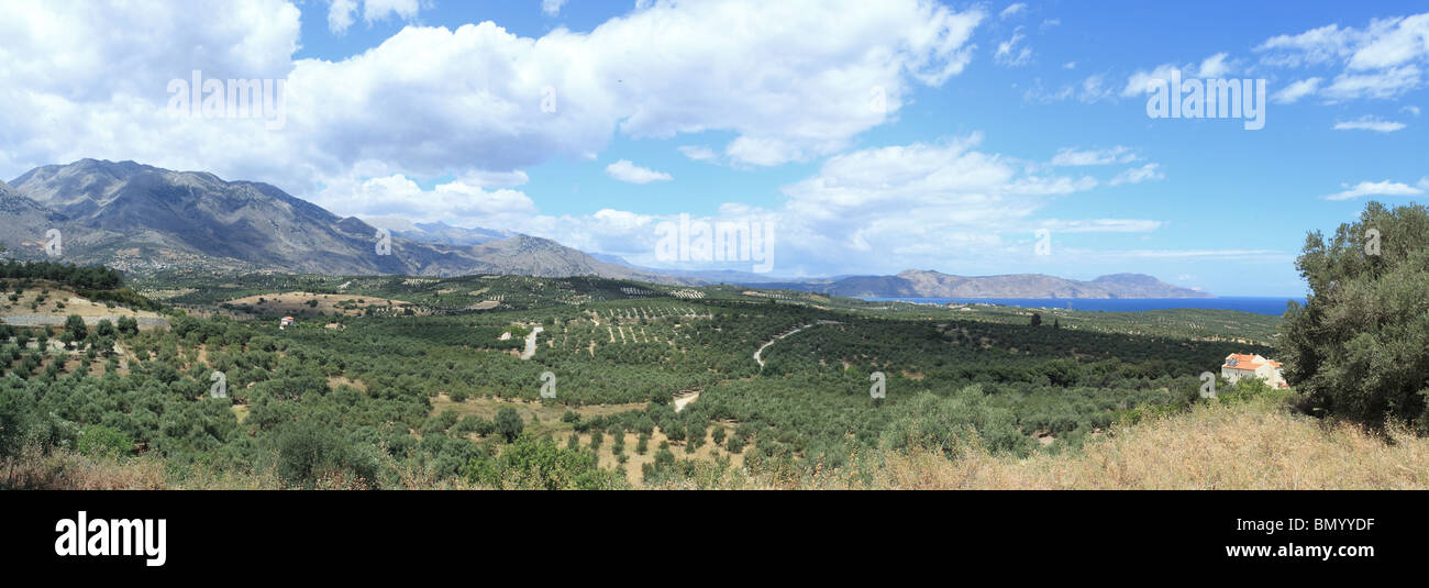 Panoramic view from Episkopi, central Crete, to the Drapano Peninsula ...