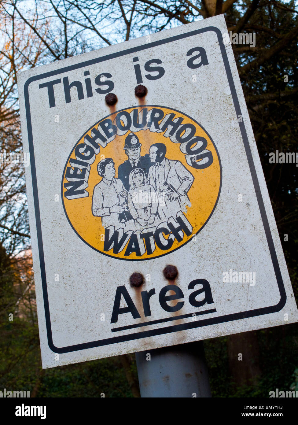 Neighbourhood Watch Area sign in a UK village designed to prevent petty ...