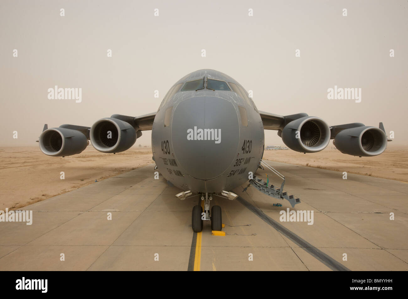 A C-17 Globemaster III sits on the runway at COB Speicher, Iraq Stock ...