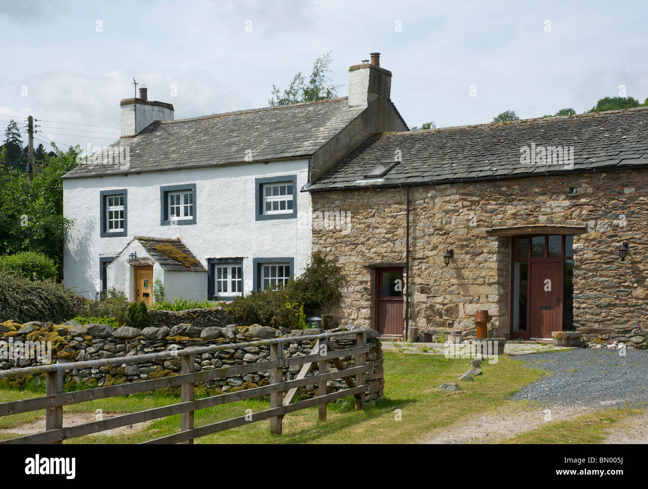 Farmhouse and barn in the hamlet of Butterwick, Cumbria, England UK ...