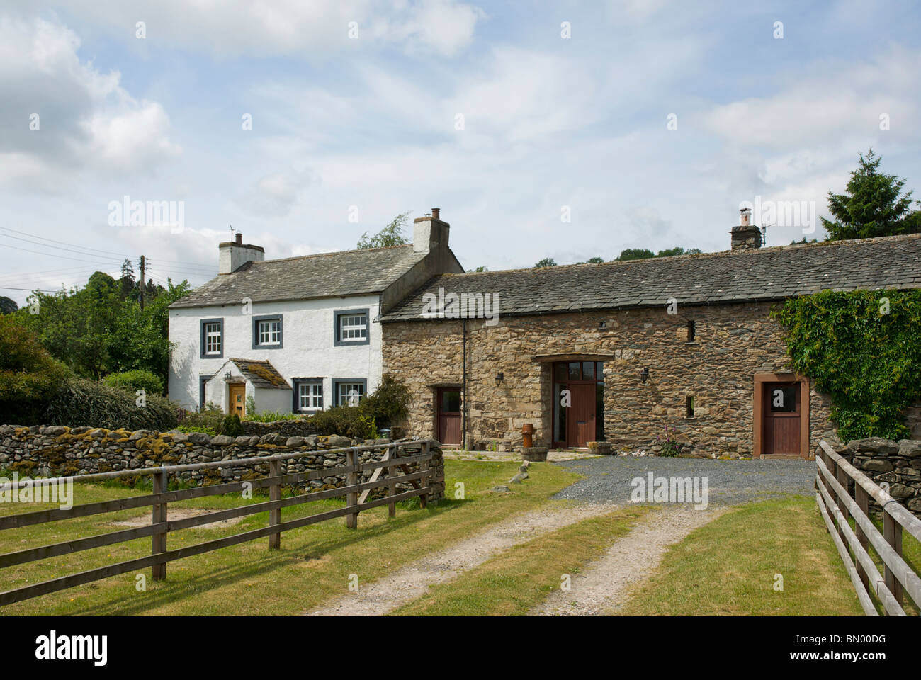 Farmhouse and barn in the hamlet of Butterwick, Cumbria, England UK ...