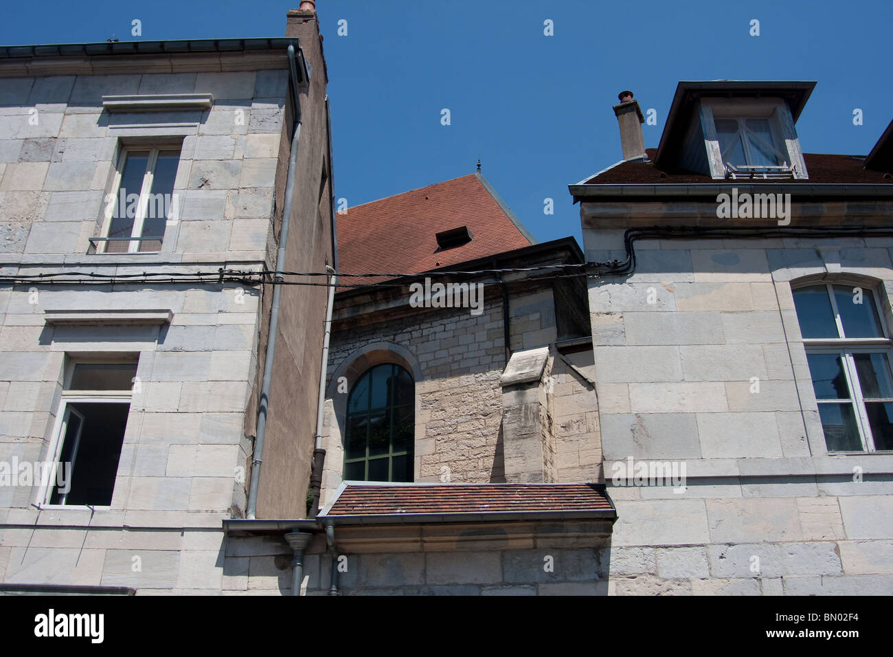 upper storey windows skylight roofs homes Stock Photo - Alamy