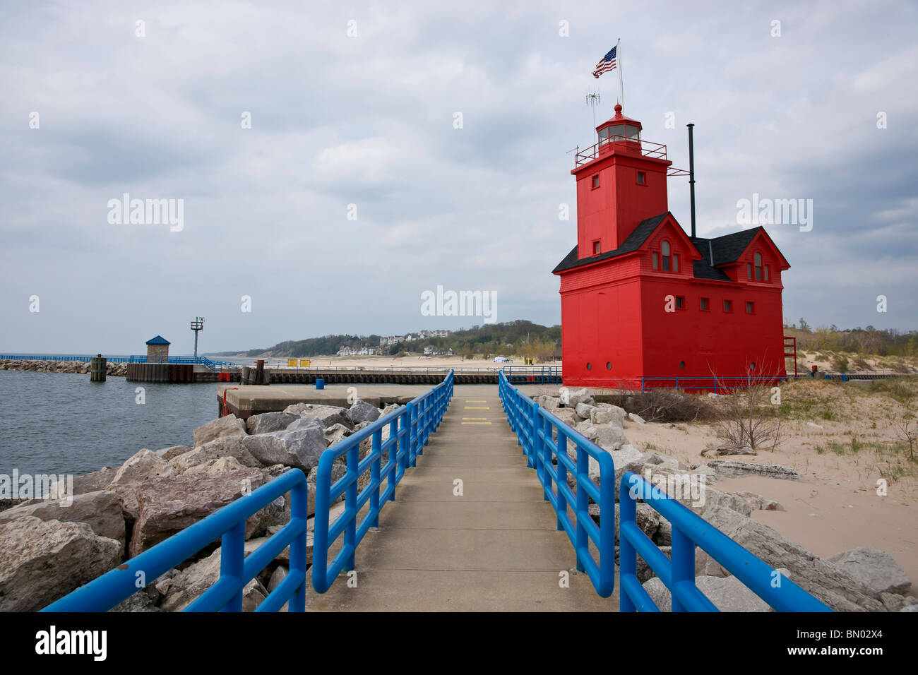 Tulip time festival Dutch Holland Michigan in USA US Big Red lighthouse ...