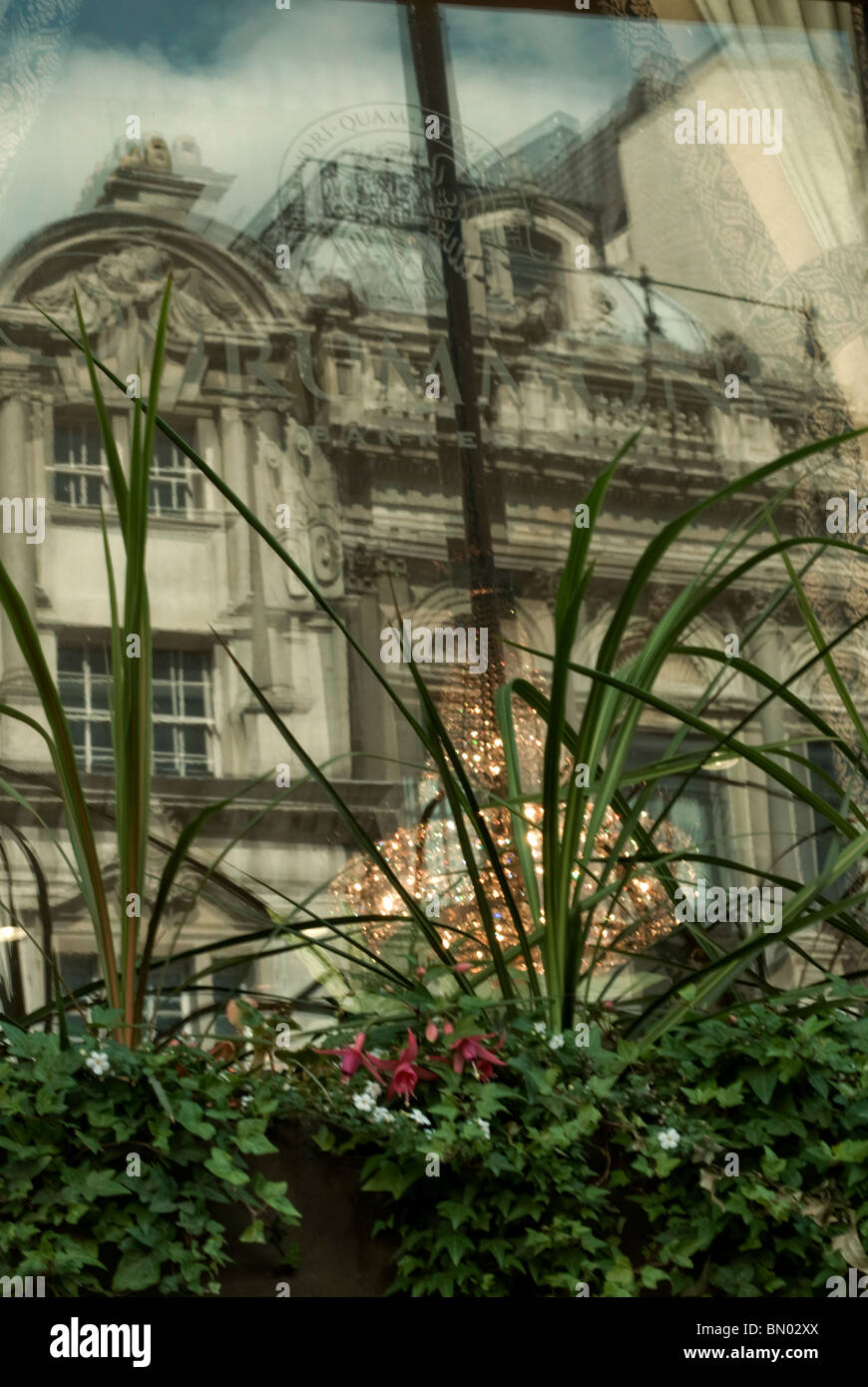 Whitehall: English mansions reflection in a large window Stock Photo ...