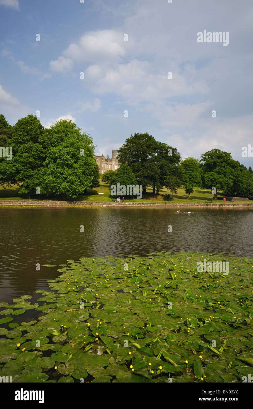 Cyfarthfa Castle lake Merthyr Tydfil South Wales Stock Photo - Alamy