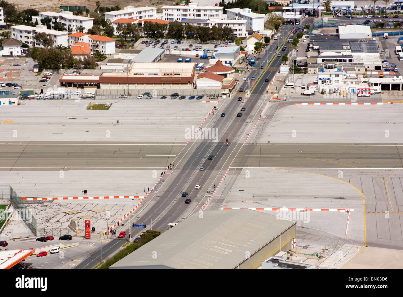 The Road Crossing Gibraltar Airport Stock Photo - Alamy