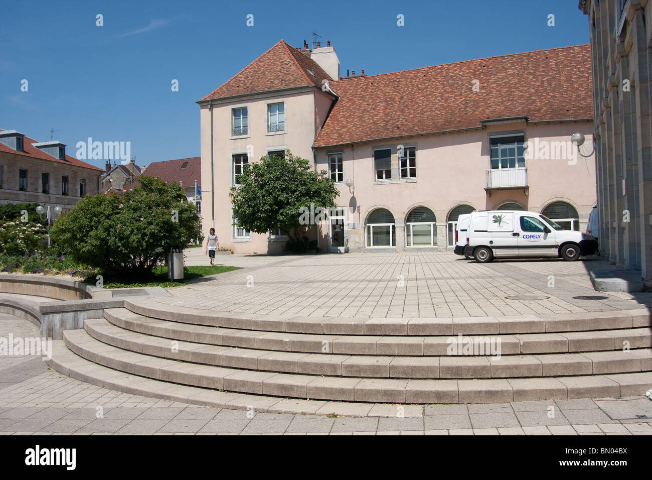plaza square houses steps old town traditional Stock Photo - Alamy