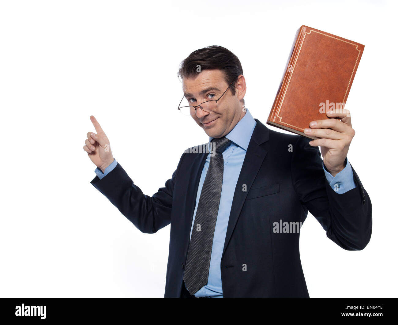 man caucasian teacher professor lecturing isolated studio on white ...