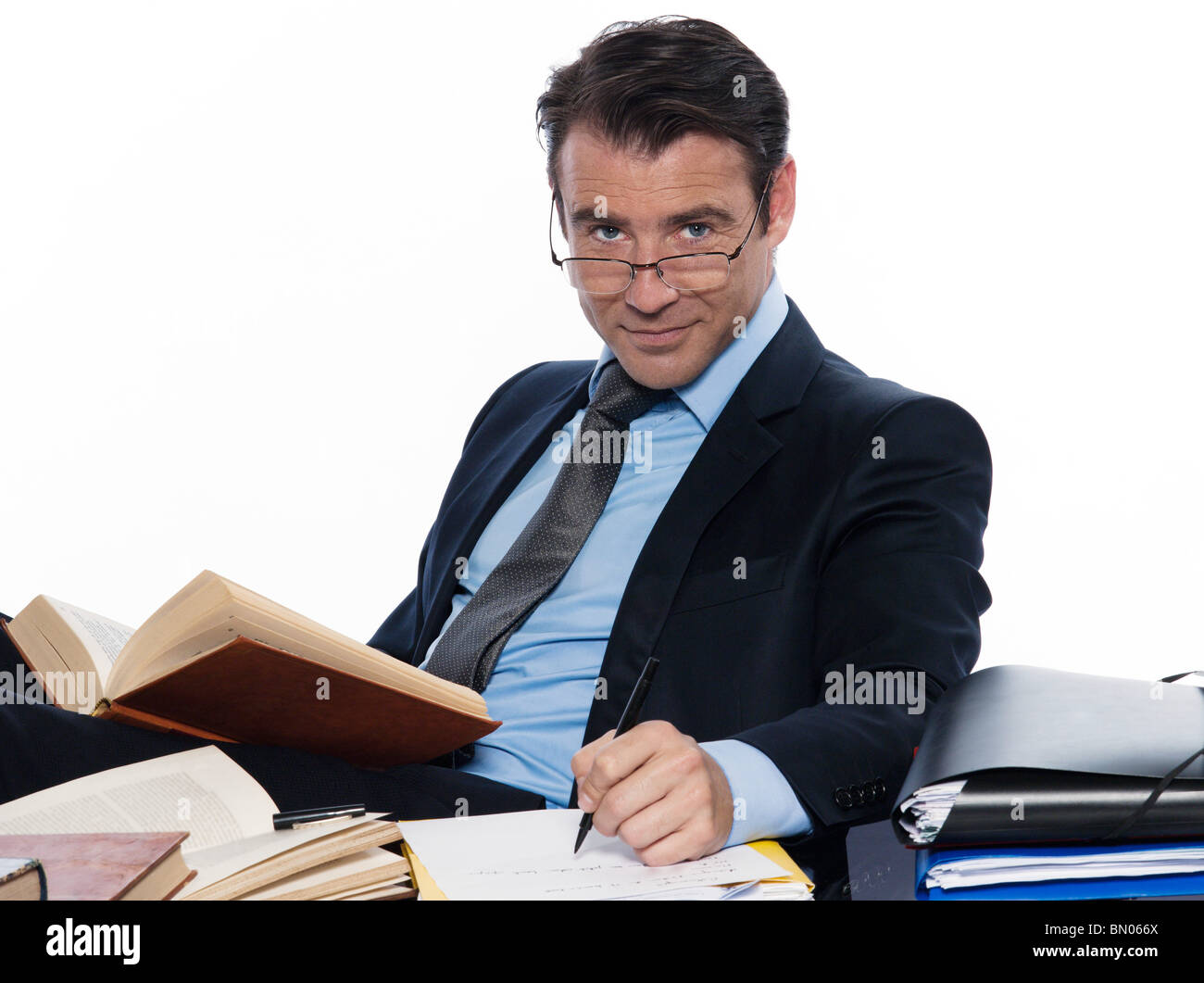 man caucasian teacher professor lecturing cheerful isolated studio on ...