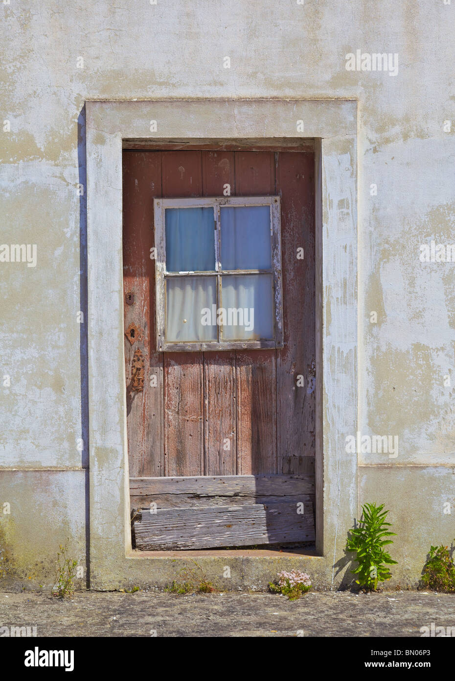 Rustic Red Faded Wood Door Stock Photo - Alamy