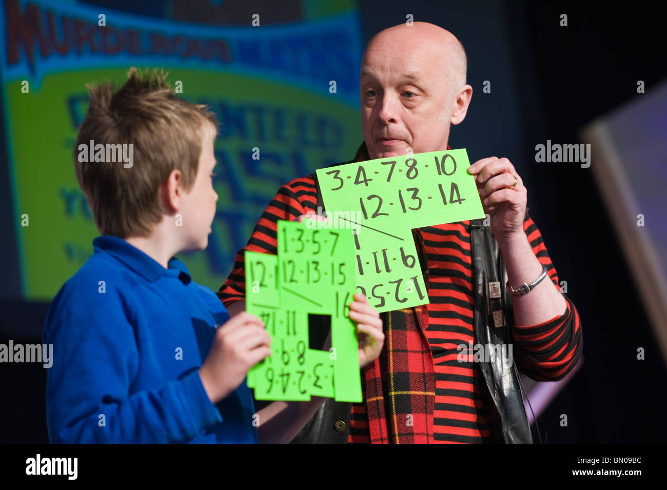 Children's writer Kjartan Poskitt performing his Murderous Maths show ...