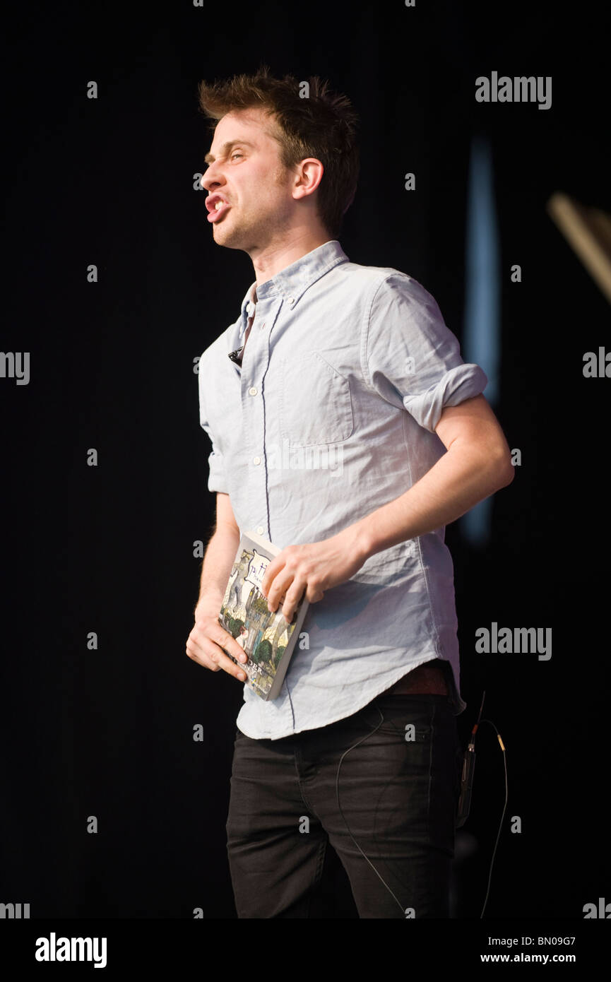 Children's author Leander Deeny on stage reading from his latest book ...
