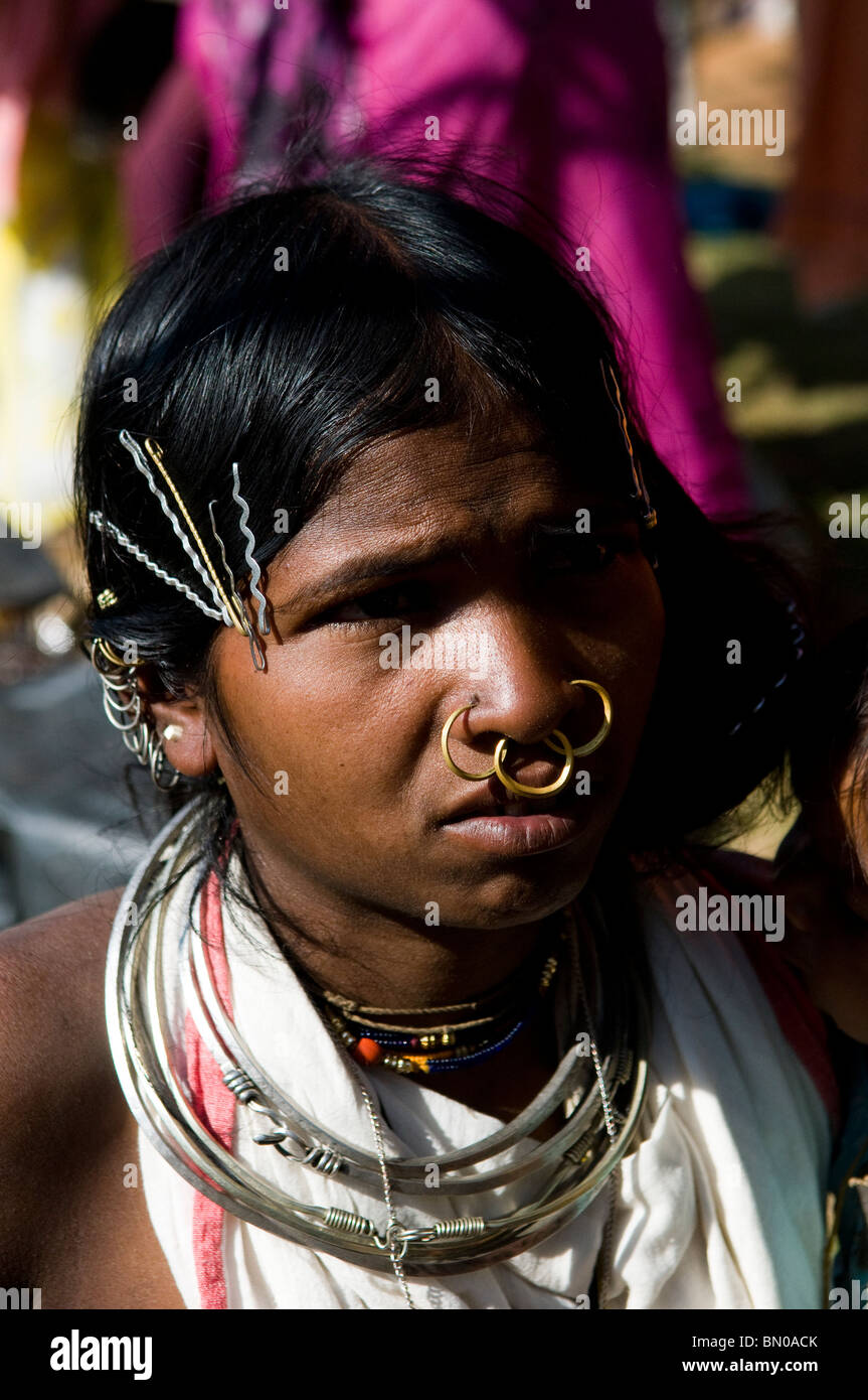 Portrait of a Dongariya Kondh woman wearing her traditional clothing ...