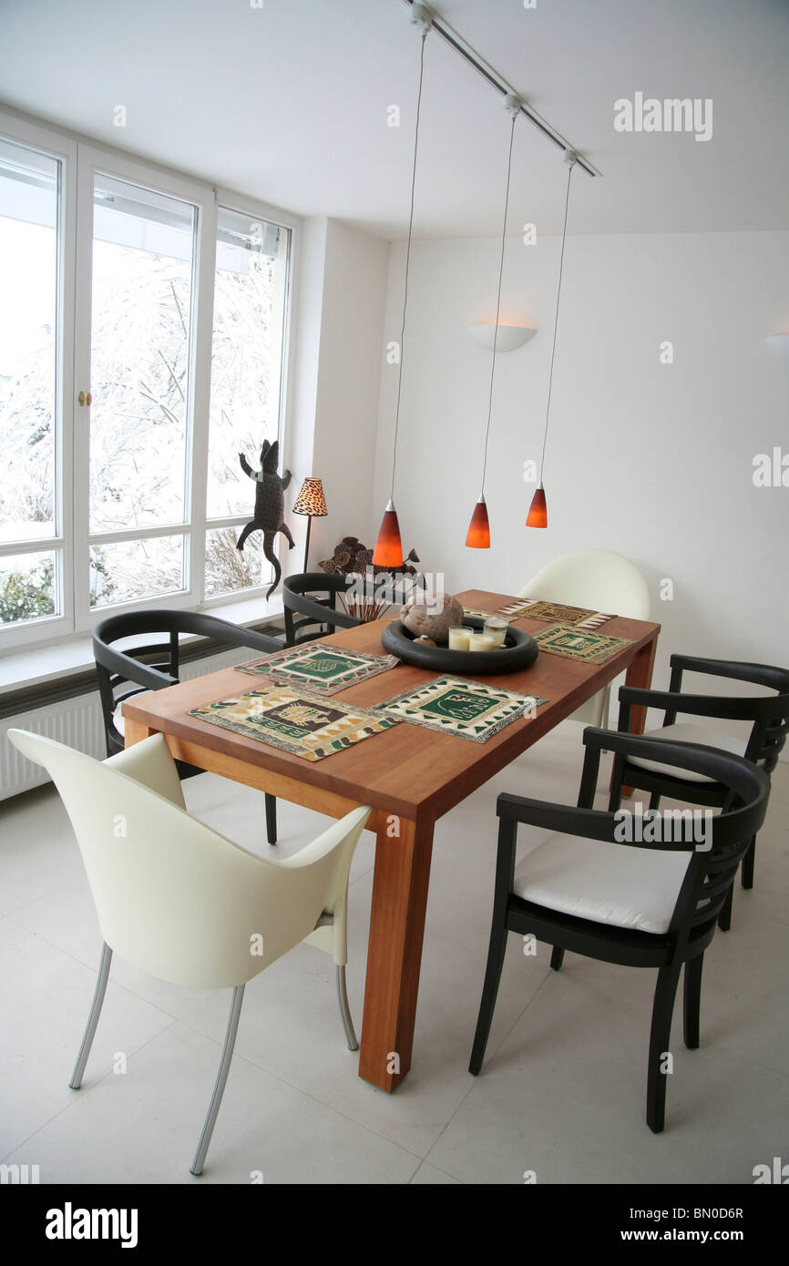 Dining Room with Dining Table Stock Photo - Alamy