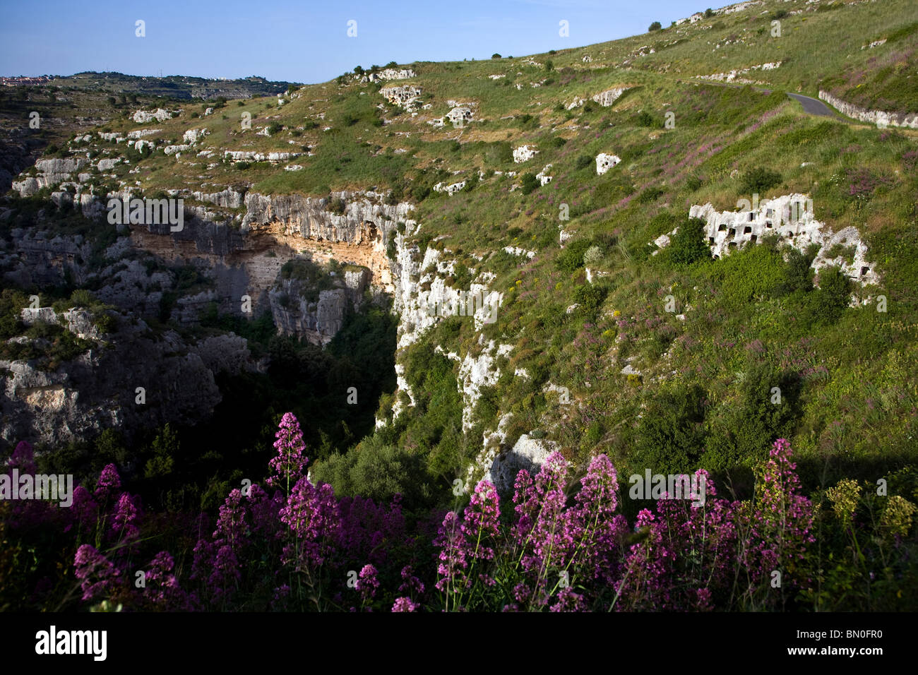 Rocky Necropolis of Pantalica, UNESCO World Heritage Sites, river Anapo ...