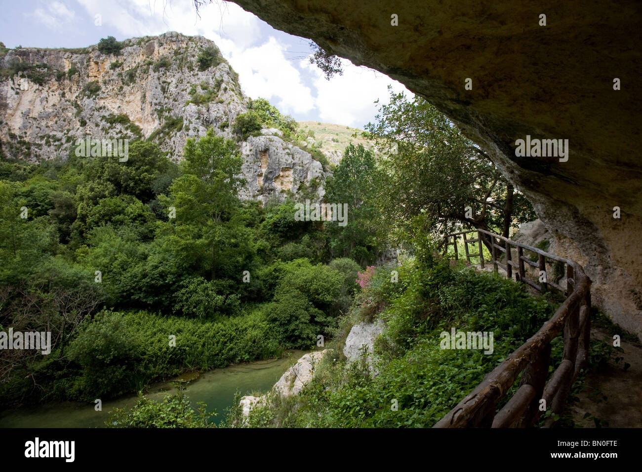 Rocky Necropolis of Pantalica, UNESCO World Heritage Sites, river Anapo ...