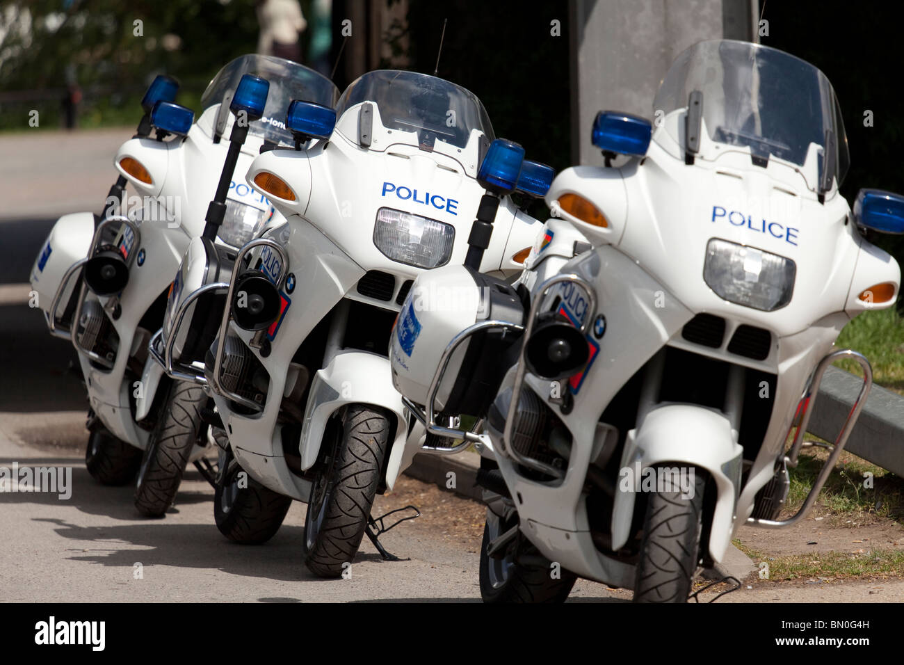 three police motorcycles parked in a row Stock Photo - Alamy three police motorcycles parked in a row Stock Photo - Alamy