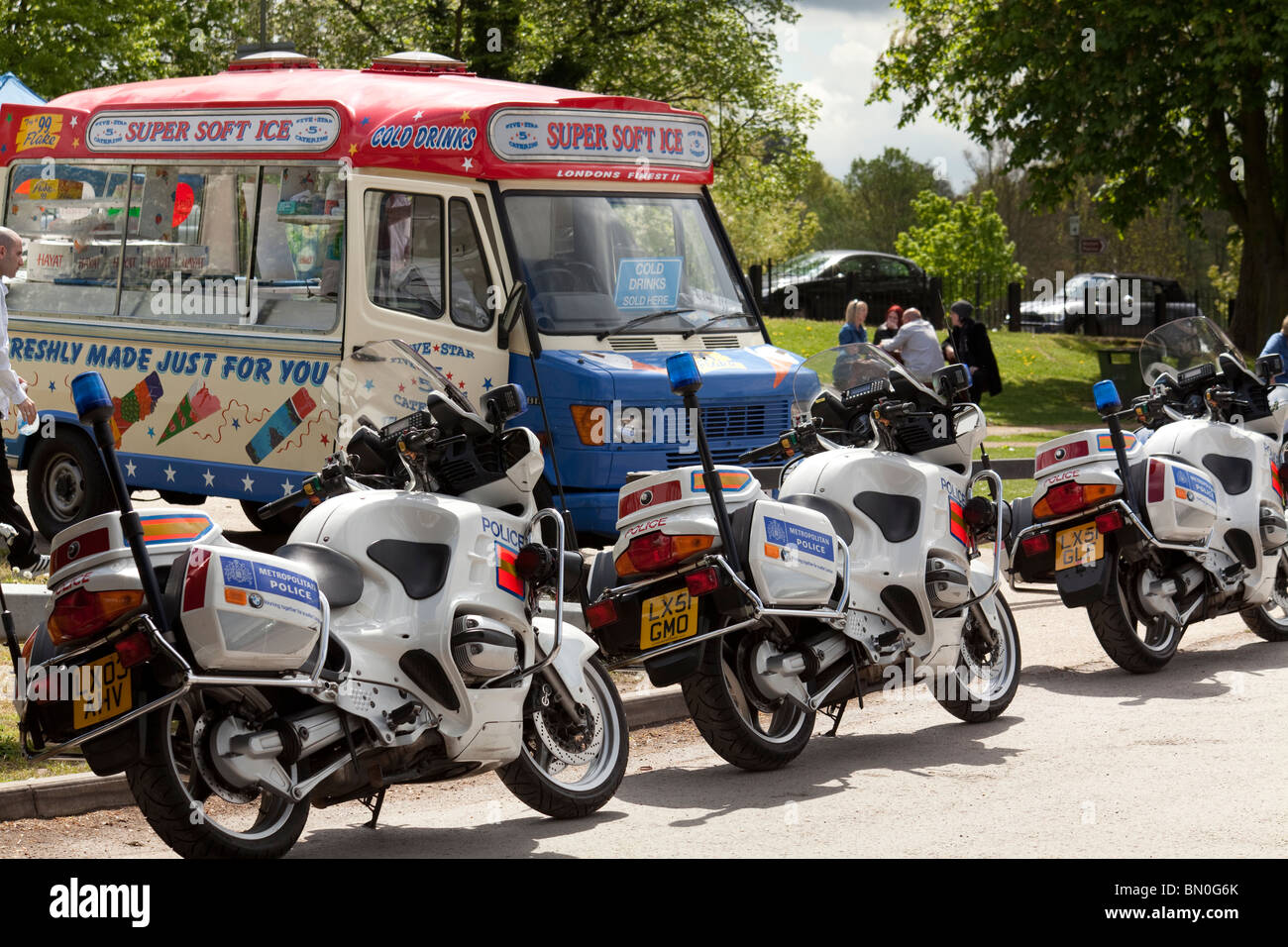 Police motor cycles ice cream van hi-res stock photography and images ...