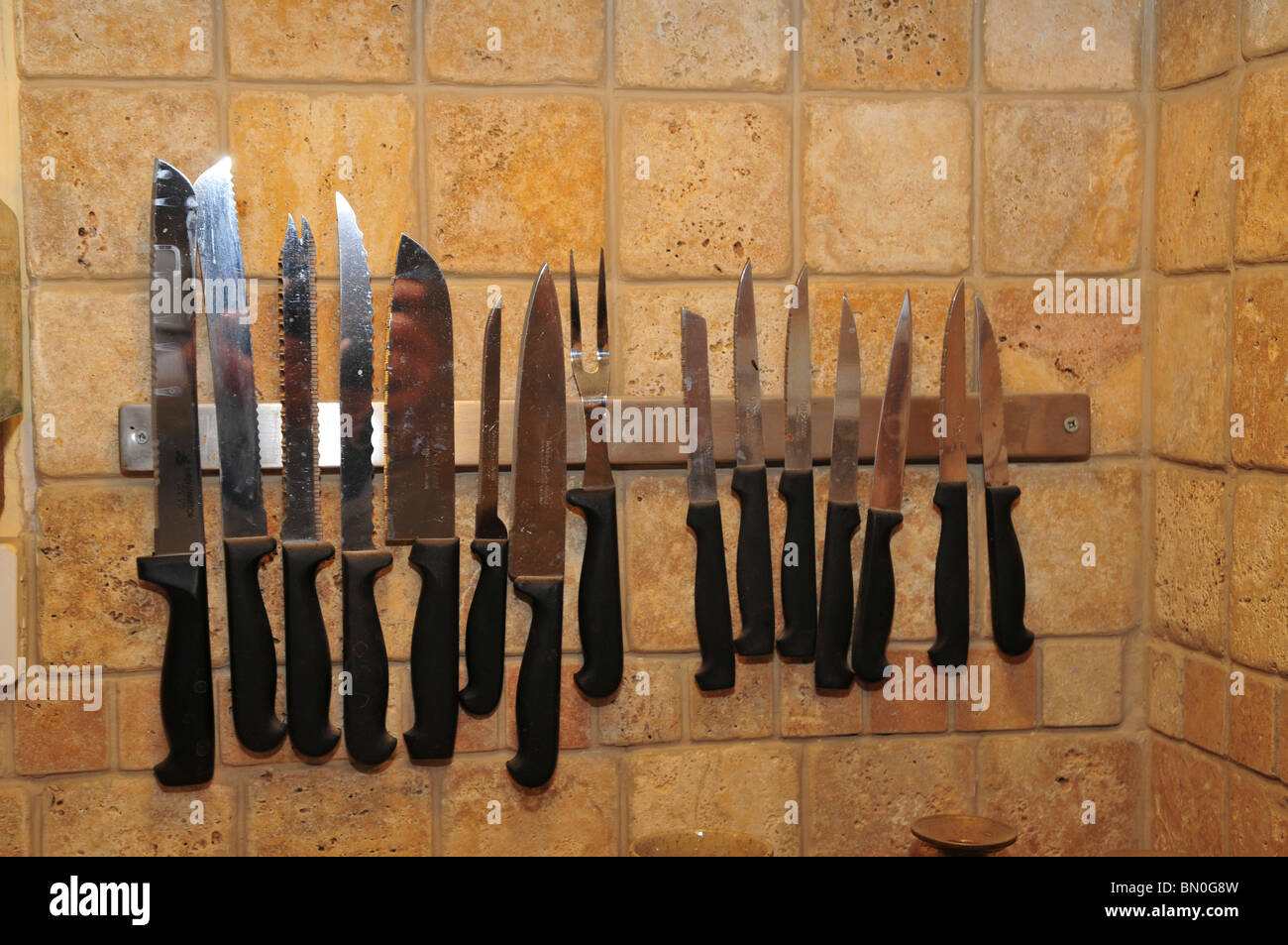 Interior design, kitchen knives Stock Photo - Alamy