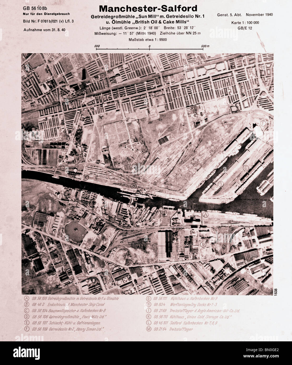 Salford - Manchester 1940 Luftwaffe Aerial Image Blitz BBC Stock Photo ...