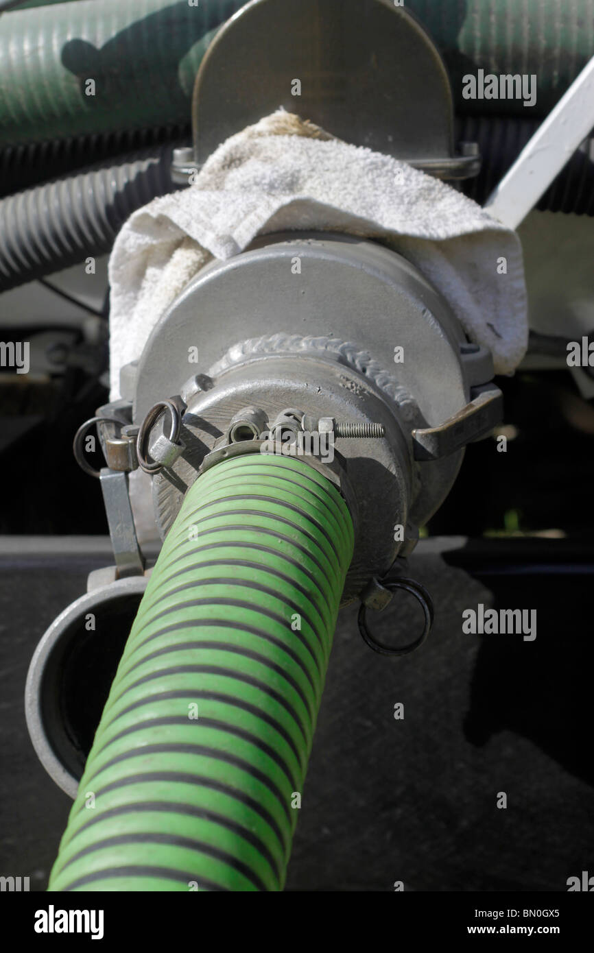 Valve on septic pumping truck Stock Photo - Alamy