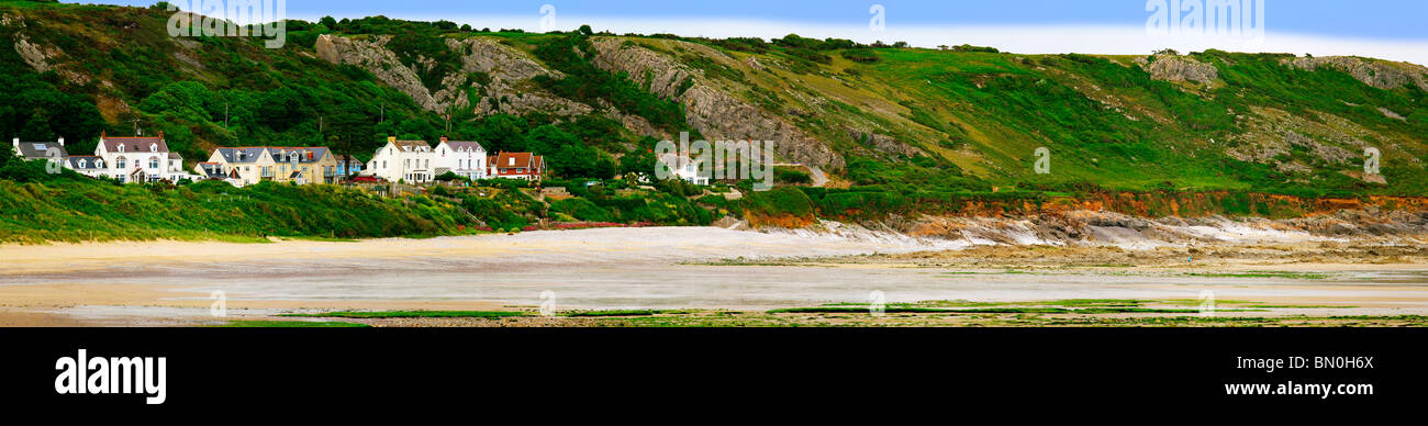 holiday cottages on the gower peninsula wales Stock Photo - Alamy