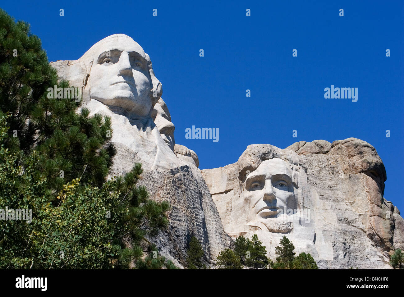 Mount Rushmore featuring the heads of Presidents George Washington and ...