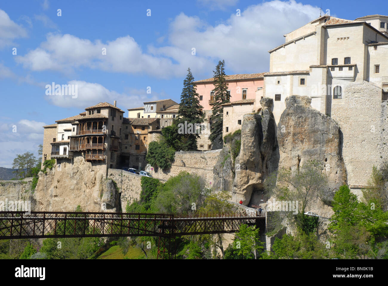 view across gorge with bridge to Hanging Houses & old town, Cuenca ...