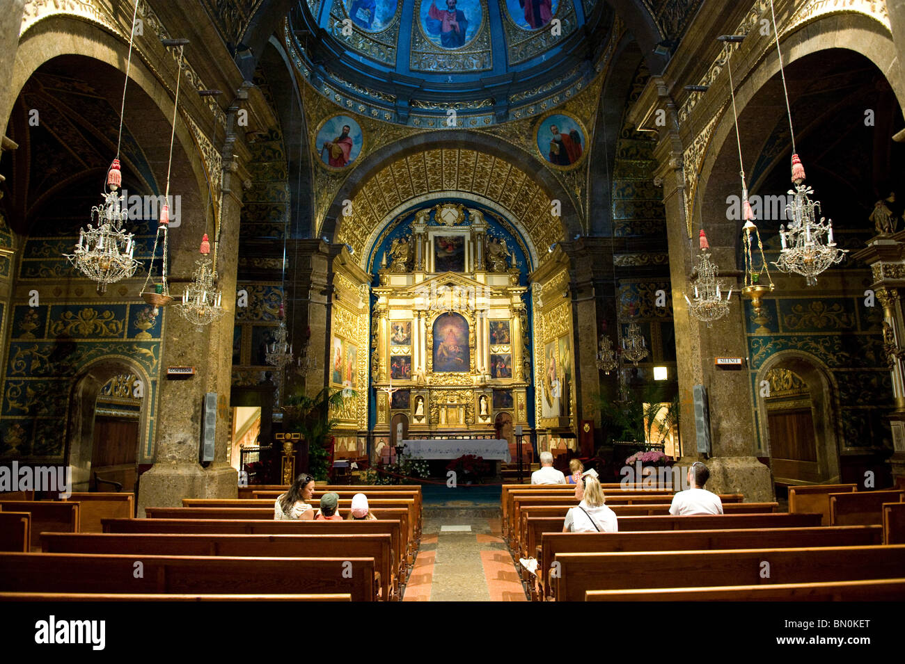 Altar decoration in the Basilica de la Mare de Deu, Lluc Monastery ...