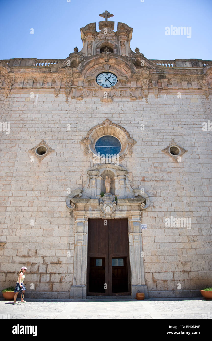Main entrance to the church of the Santuario de Lluc Monastery in the ...