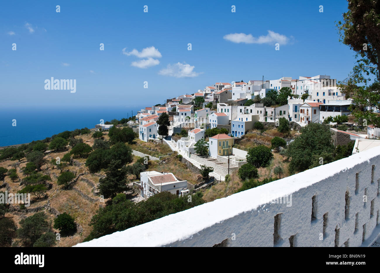 Greece, Dodecanese, Nissyros, the Nikia village on the volcano border ...