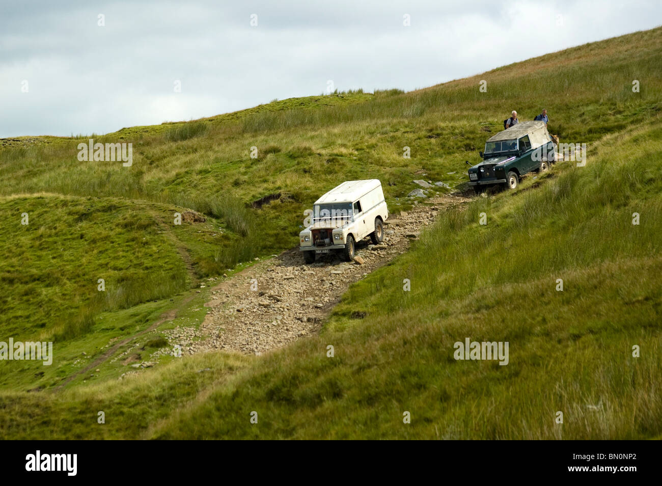 Off road four wheel drive vehicles on the Nidderdale Way, Nidderdale ...