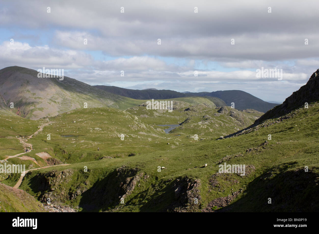 Sprinkling tarn and seathwaite fell from esk hause hi-res stock ...