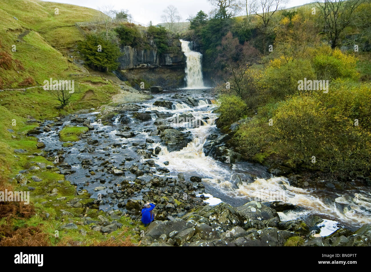 Thornton Force waterfall after heavy rain, near Ingleton, Yorkshire ...