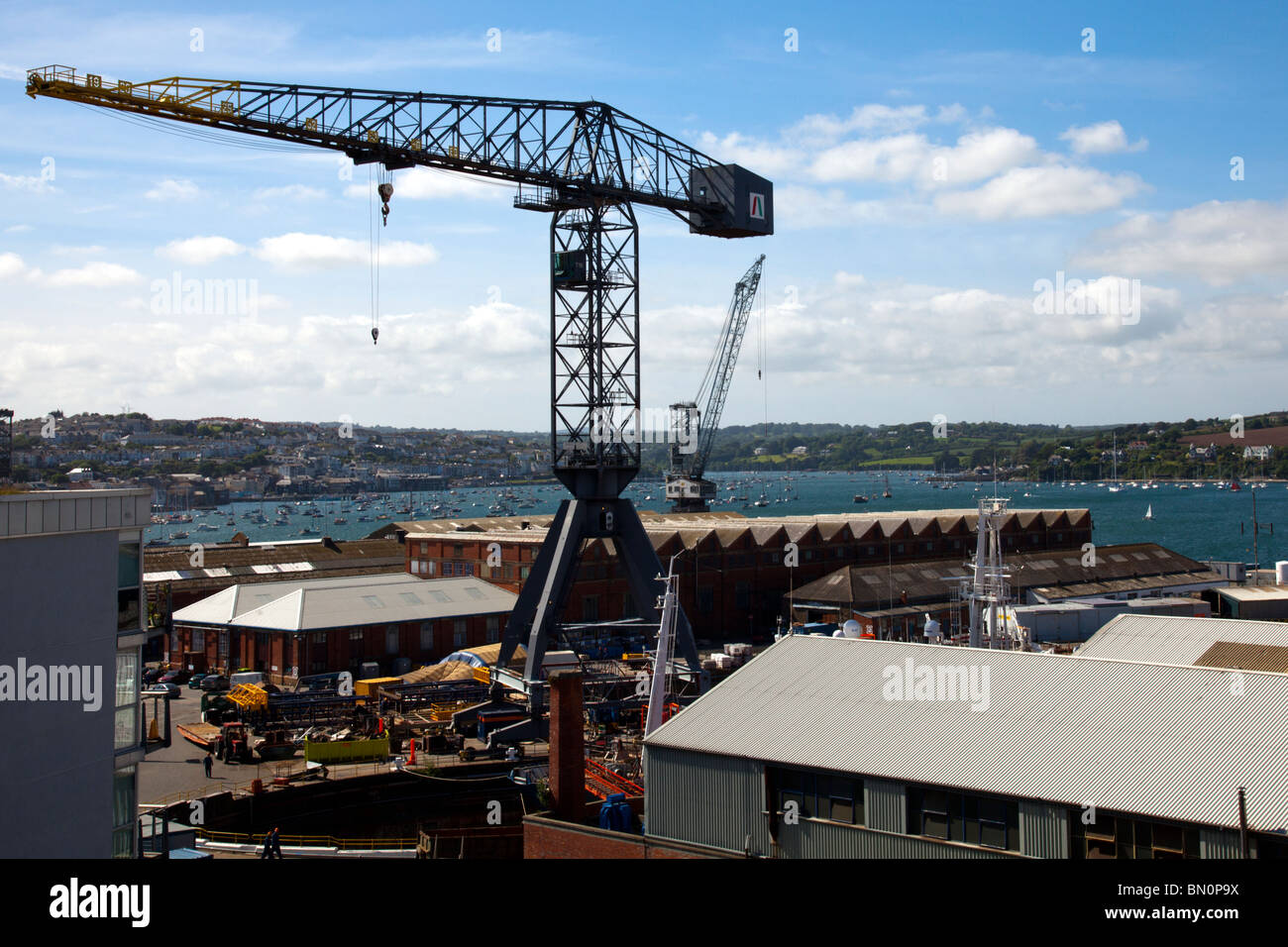 Large ships in dry dock at Falmouth shipyard for repairs an re building ...
