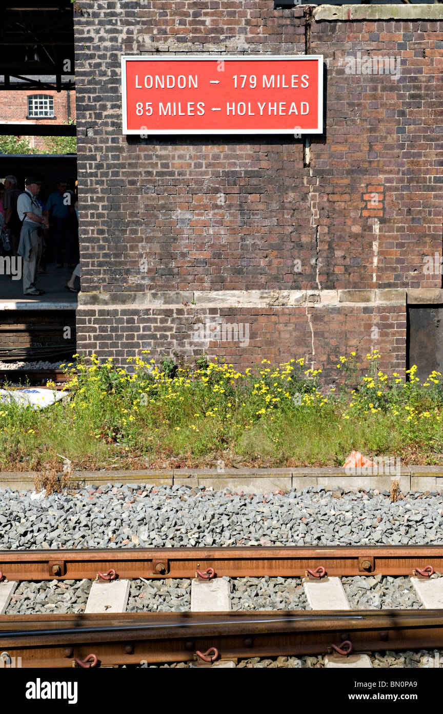 Distance sign at Chester Railway Station, Chester, UK Stock Photo - Alamy