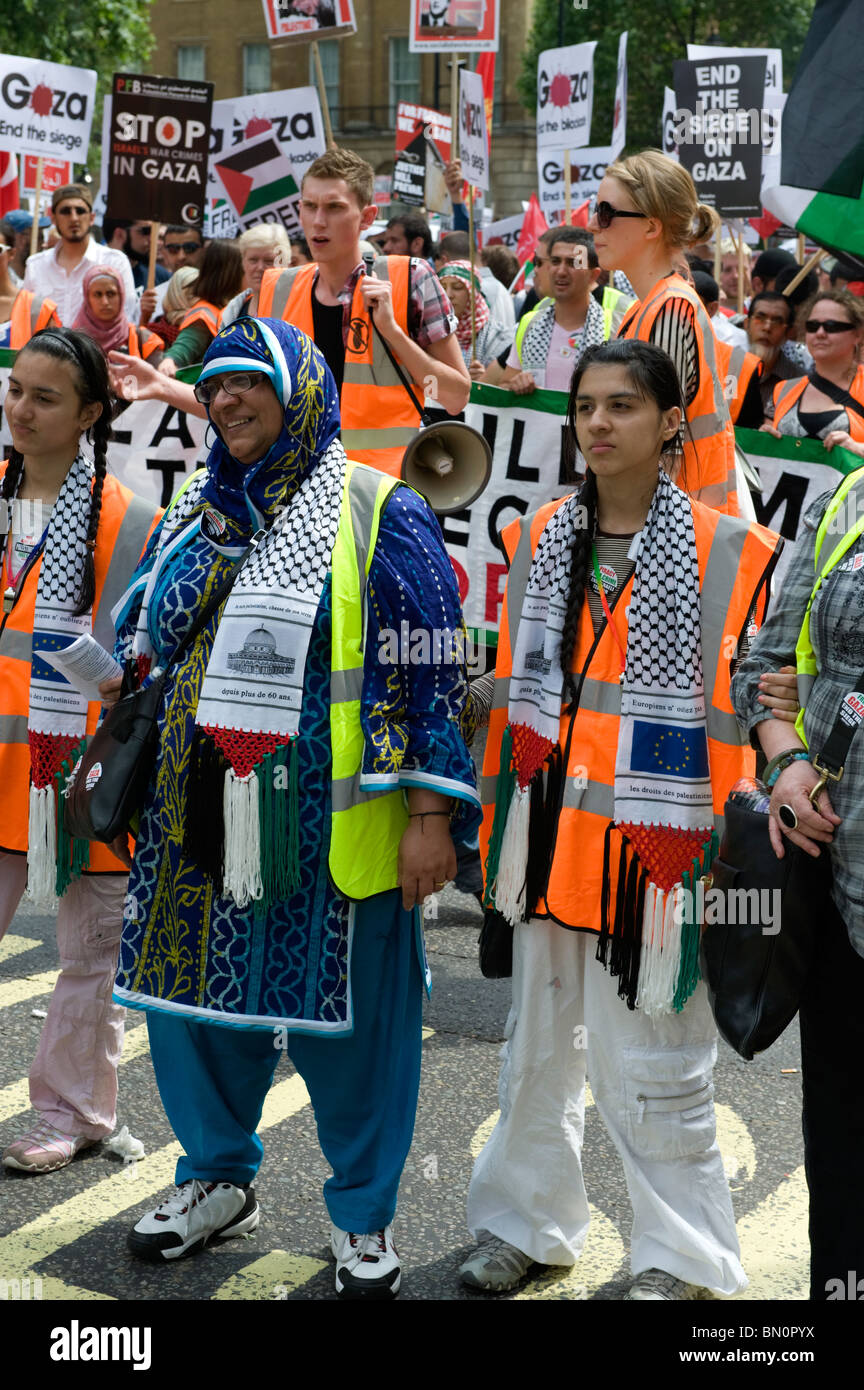 Participants march during a demonstration against the Israeli blockade ...