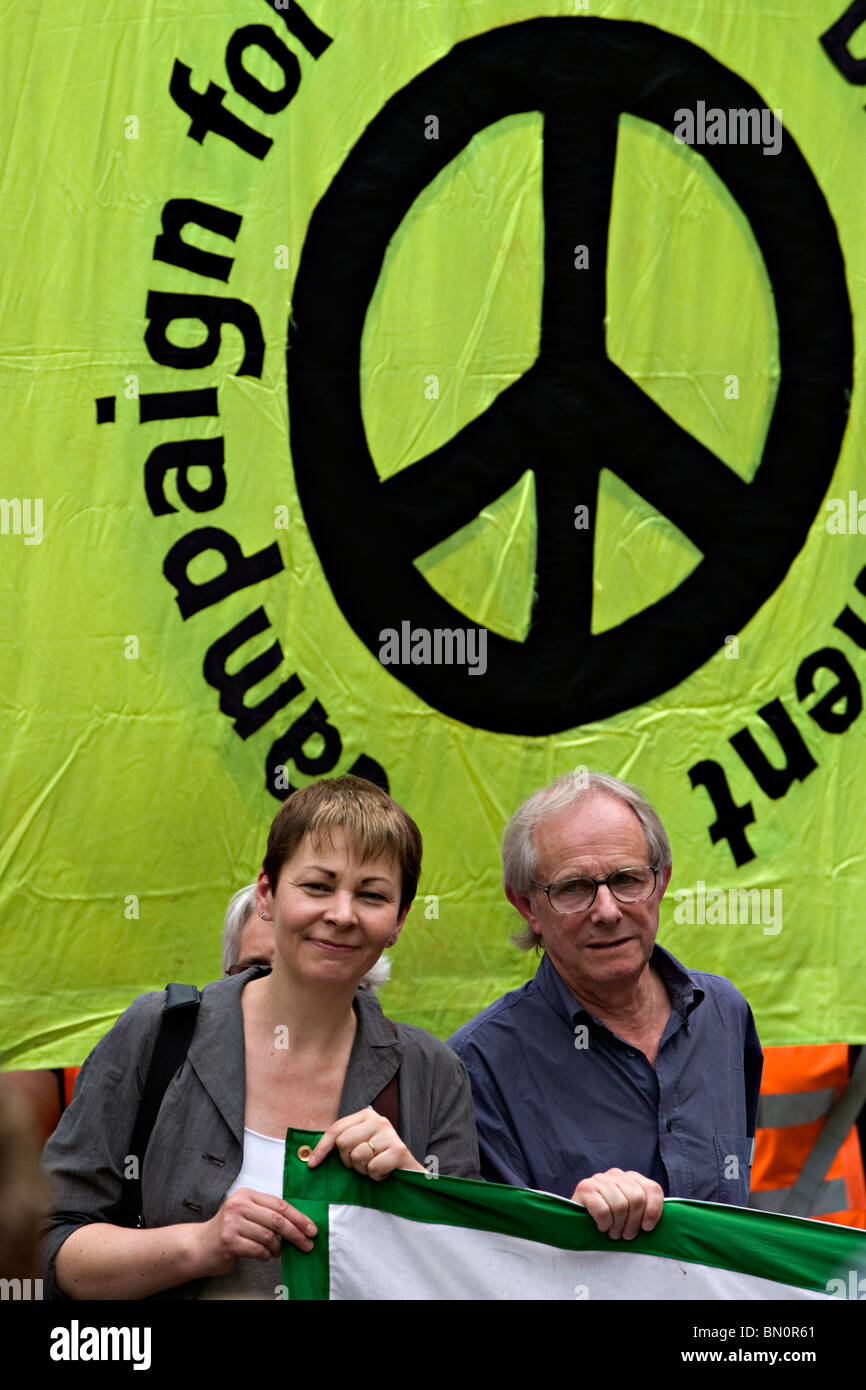 Carol Lucas MP and playwright Ken Loach at a London demonstration ...