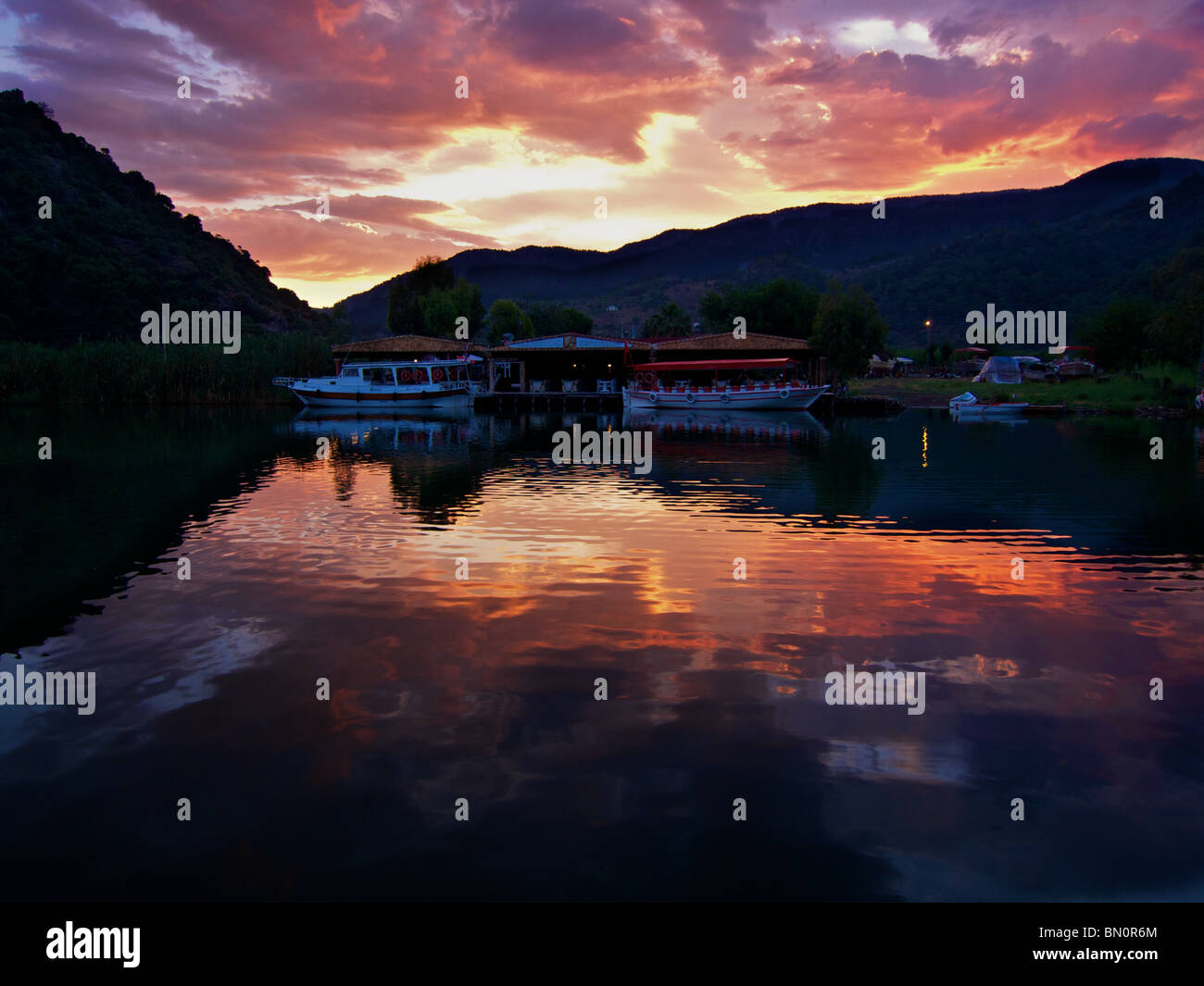 Sunset in Dalyan Stock Photo - Alamy