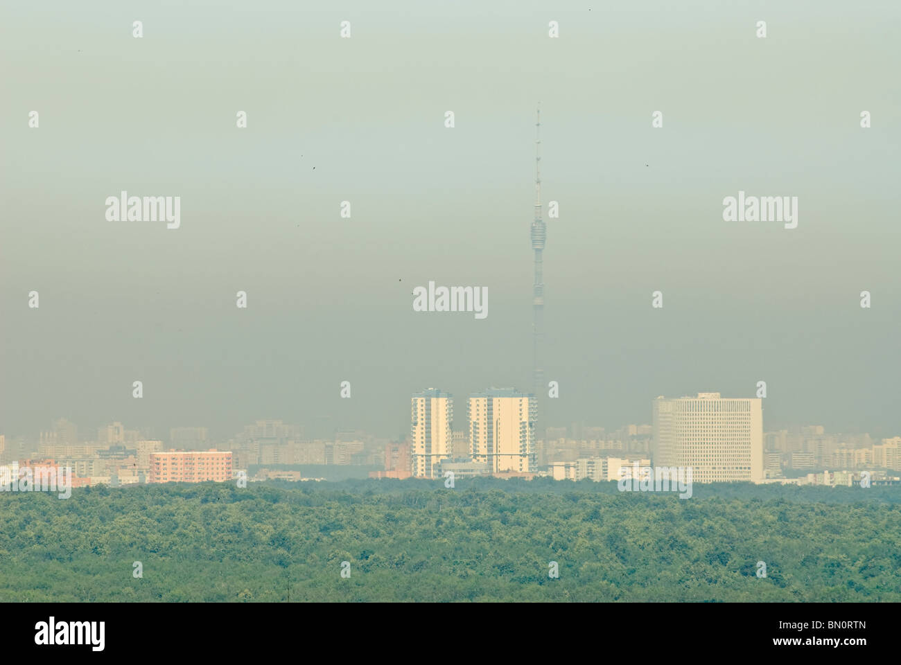 Smog above Moscow city. Russian Federation Stock Photo - Alamy