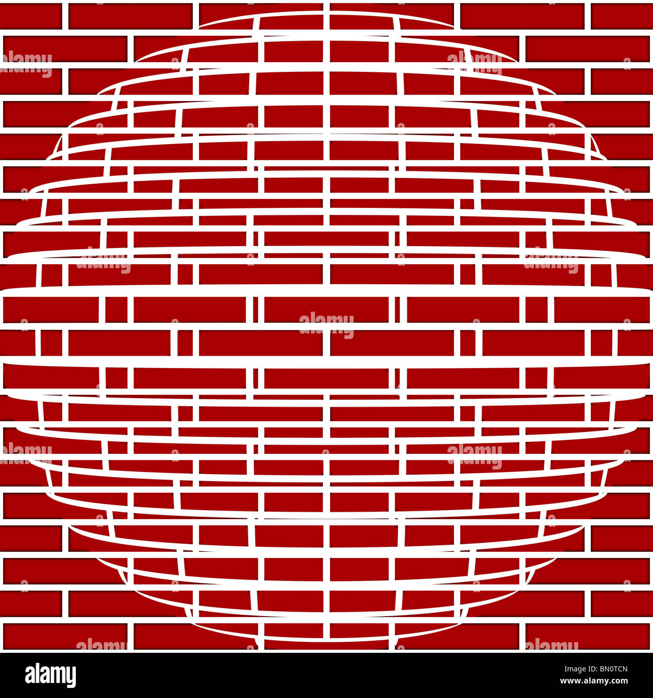 A brick wall with a warped look to it Stock Photo - Alamy