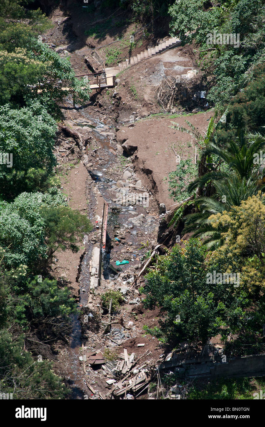 An aerial view of the damage caused by the floods in February 2010 in ...