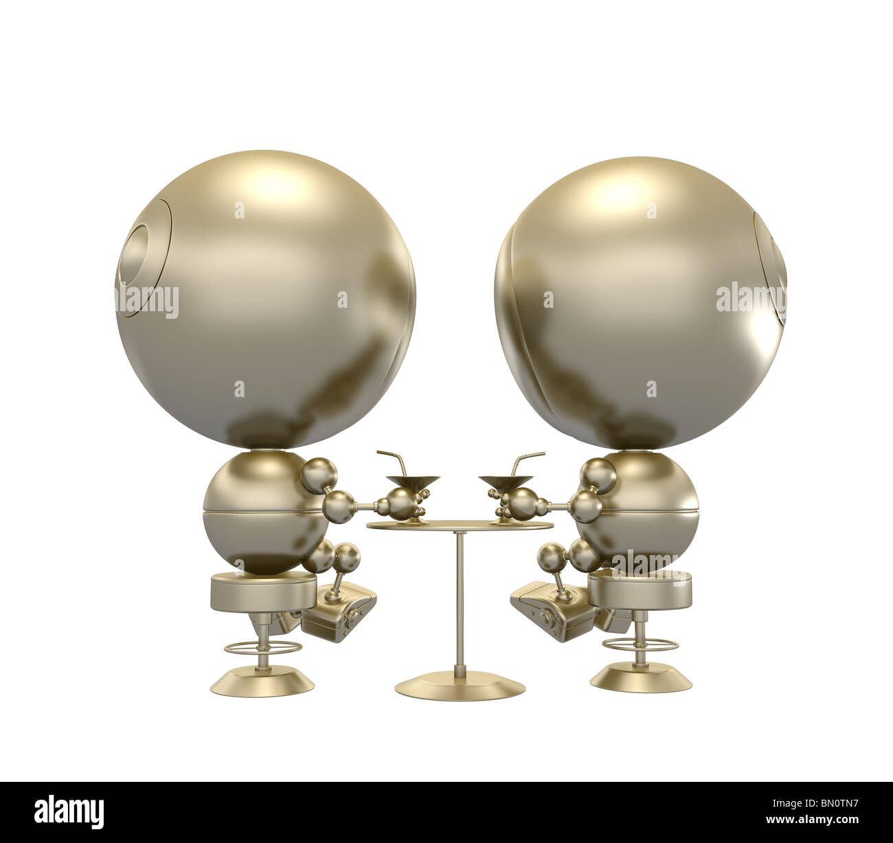 gold friends robots that drink cocktails in bar Stock Photo - Alamy