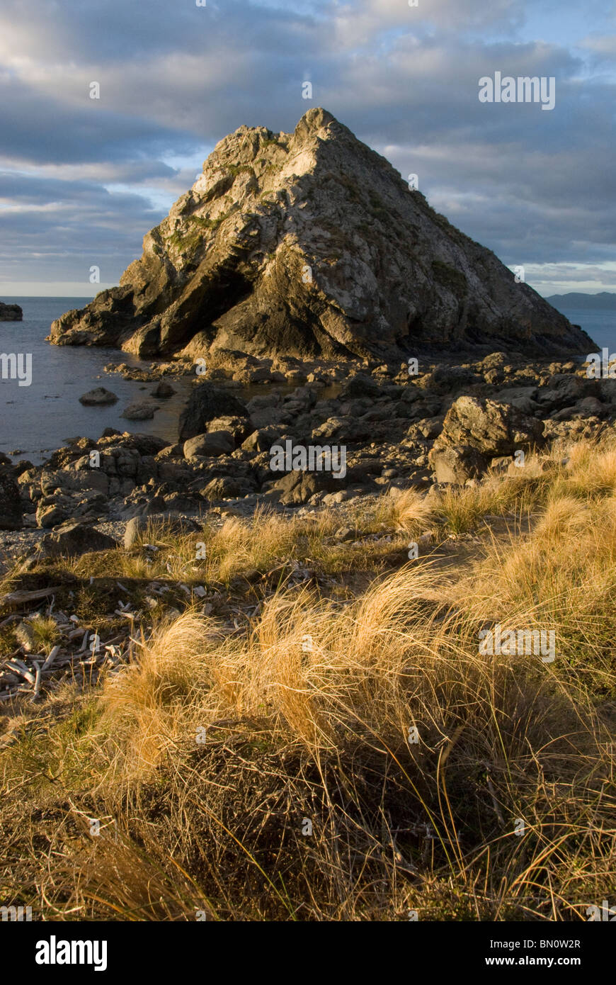 Pyramid shaped rock, Wairaka Point, Pukerua Bay, Wellington, New ...